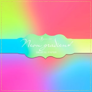 Neon Gradient Digital Paper, Gradient Pattern, Rainbow Ombre, Neon ...
