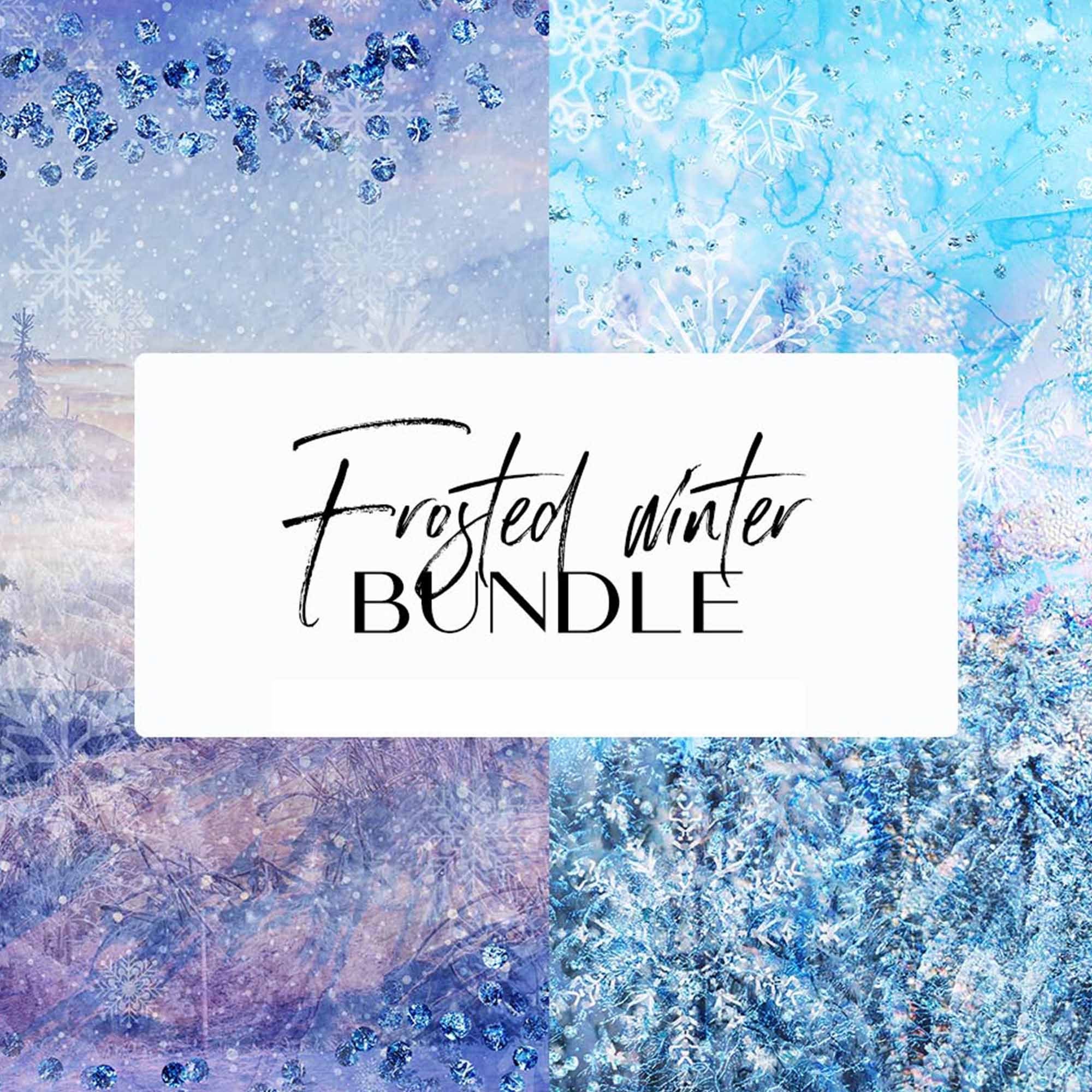 Frosted Winter Bundle Digital Paper, White Christmas, Blue Winter ...
