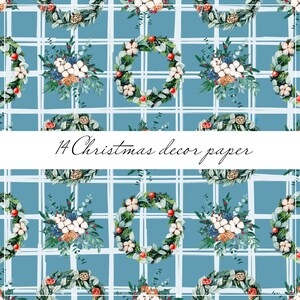 Christmas Decor Digital Paper, Seamless Floral Pattern, Watercolor ...