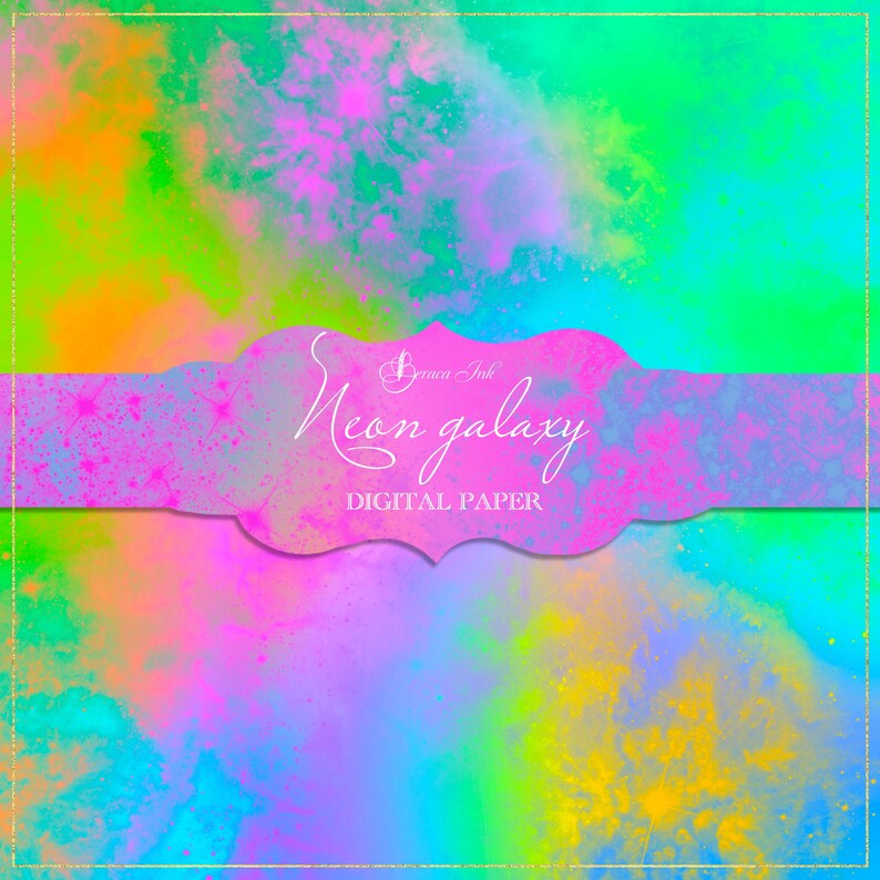 Neon Galaxy Digital Paper Clouds Pattern Rainbow Background - Etsy