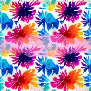 Flower Tie Dye Digital Paper, Seamless Pattern, Colorful Background ...