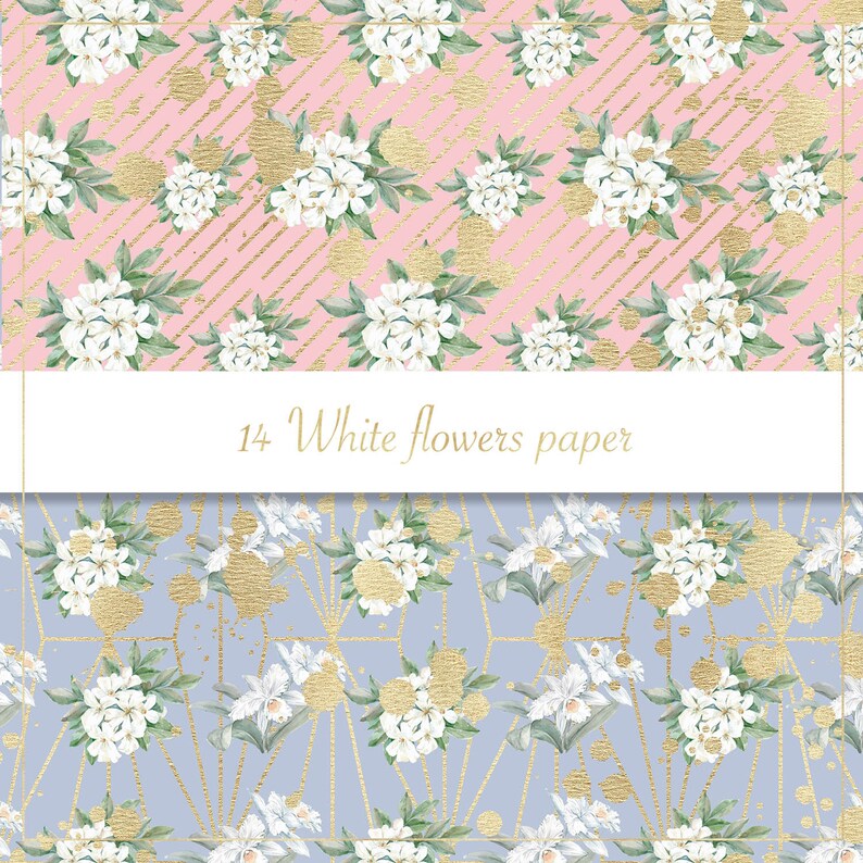 White Flowers Digital Paper Pastel Paper White Florals | Etsy