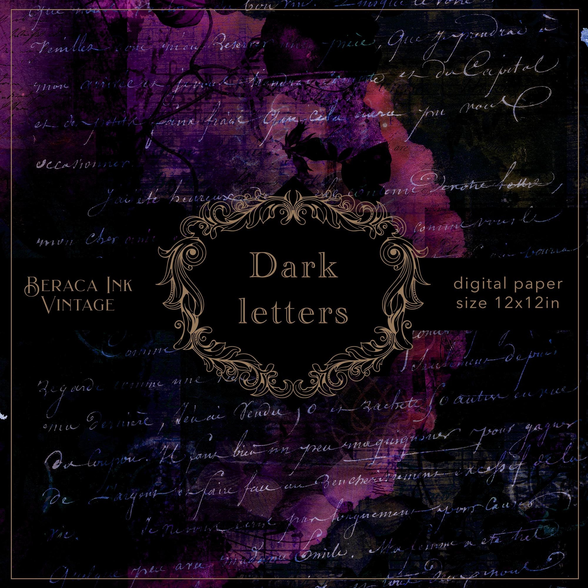 Dark Letters Digital Paper Grunge Paper Dark Academia Old - Etsy
