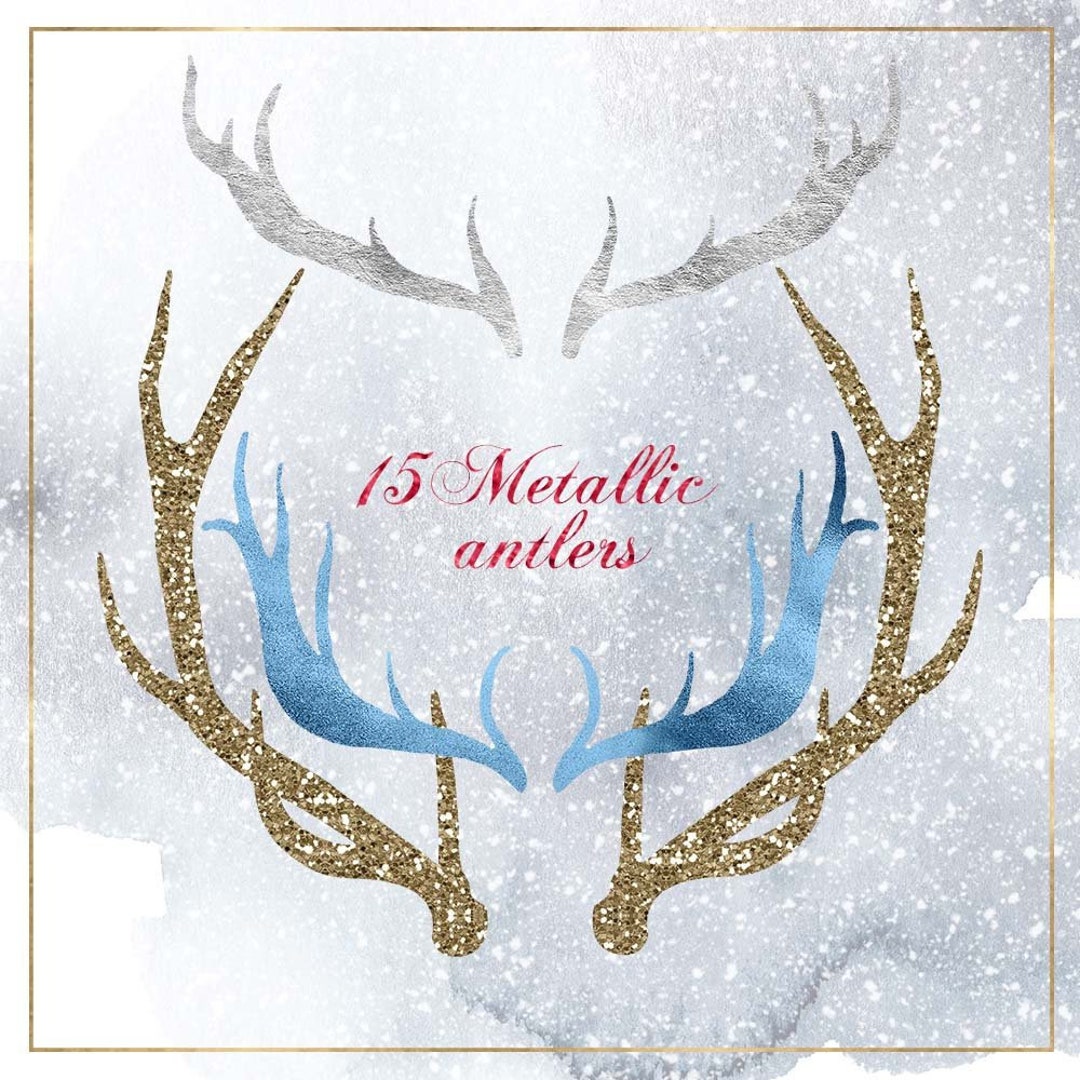 Metallic Antlers Clipart, Gold Antlers, Silhouette Antlers Deer ...