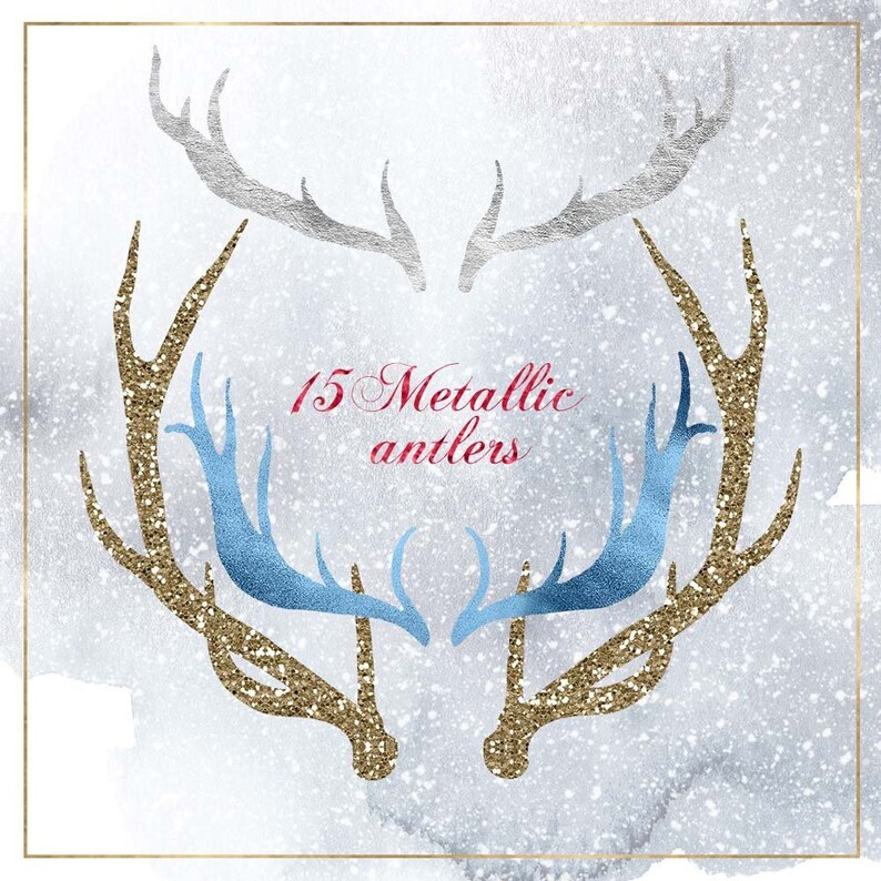 Metallic Antlers Clipart, Gold Antlers, Silhouette Antlers Deer ...