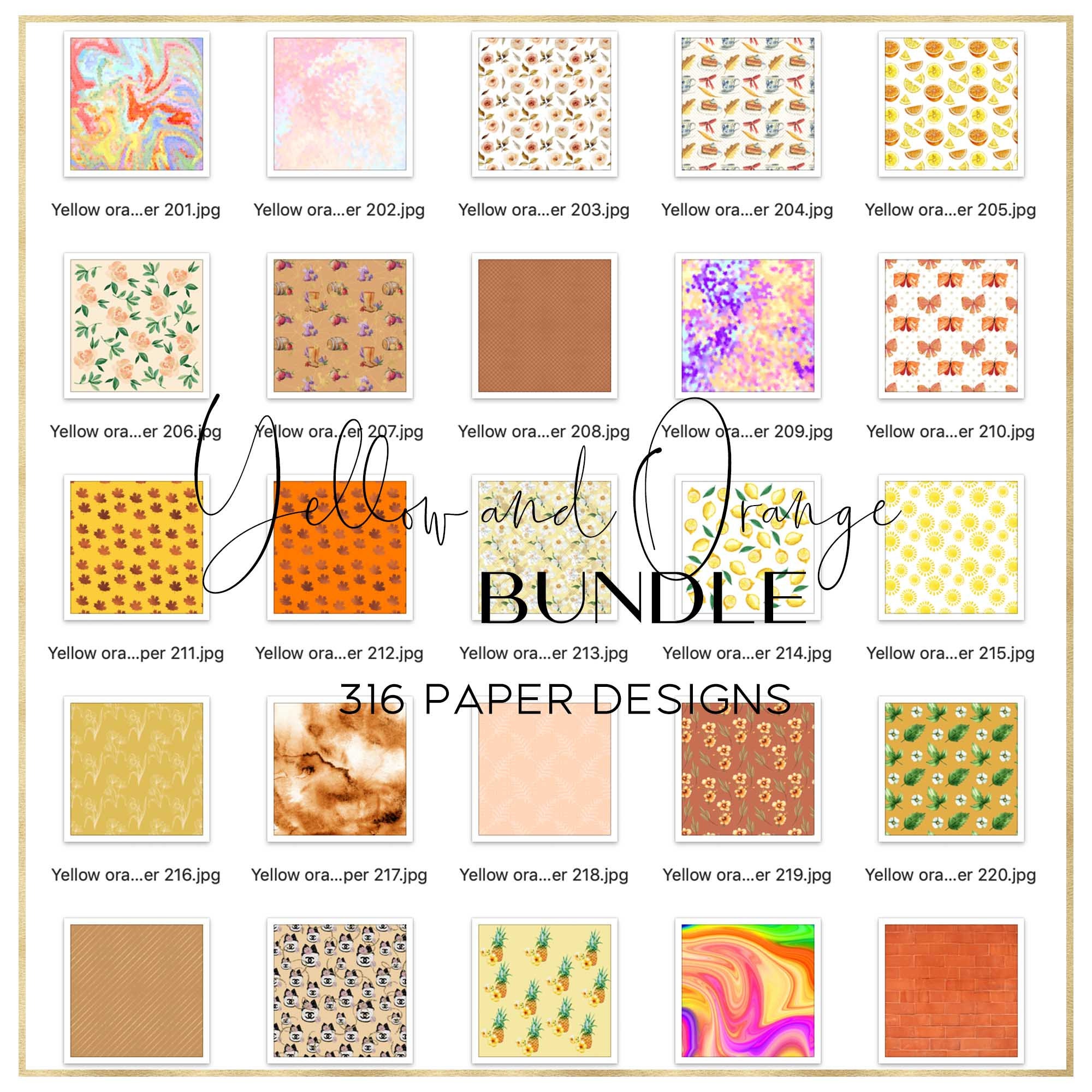 Yellow and Orange BUNDLE digital paper yellow wallpaper | Etsy