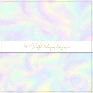 Pastel Holographic Digital Paper, Pastel Iridescent Paper, Unicorn ...