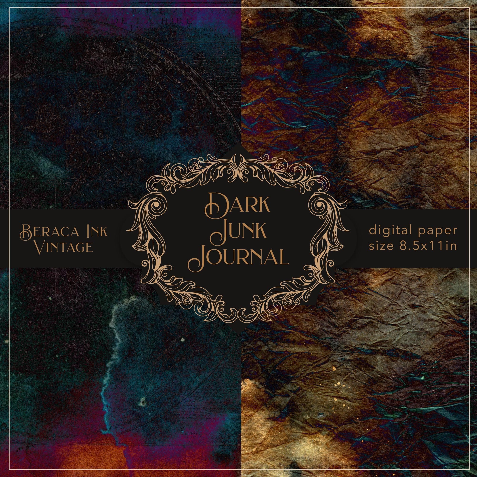 Dark Junk Journal Digital Paper LETTER SIZE Vintage - Etsy
