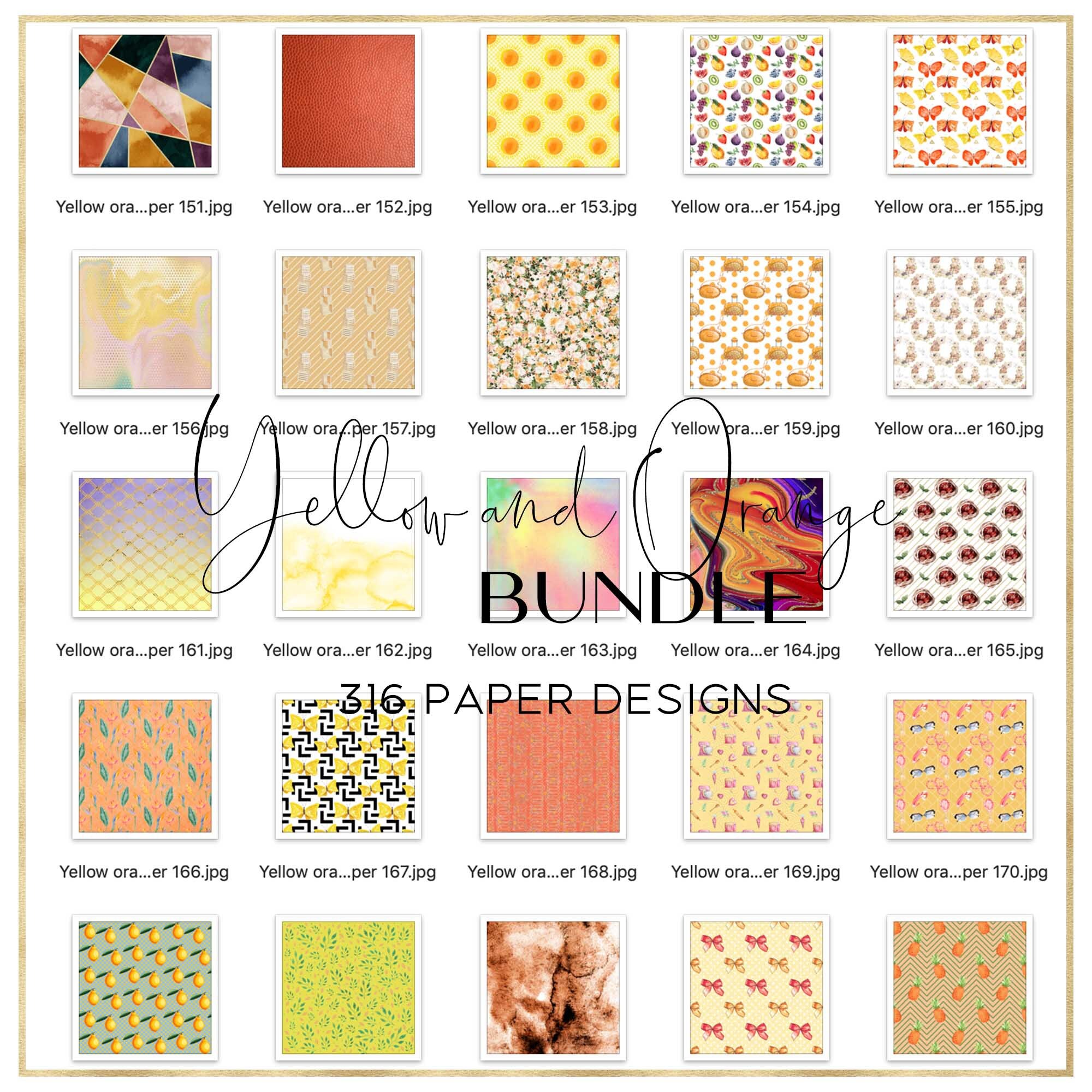 Yellow and Orange BUNDLE digital paper yellow wallpaper | Etsy