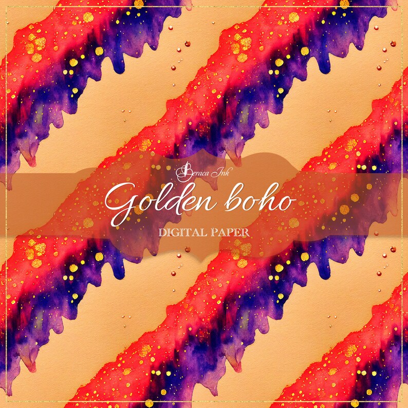 Golden Boho Digital Paper Seamless Pattern Boho Background - Etsy