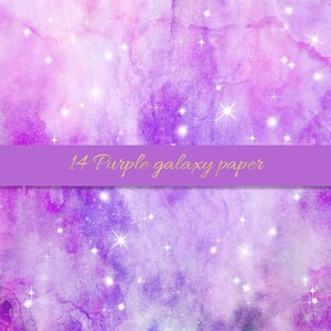 Purple Galaxy Digital Paper, Galaxy Pattern, Purple Watercolor, Unicorn ...