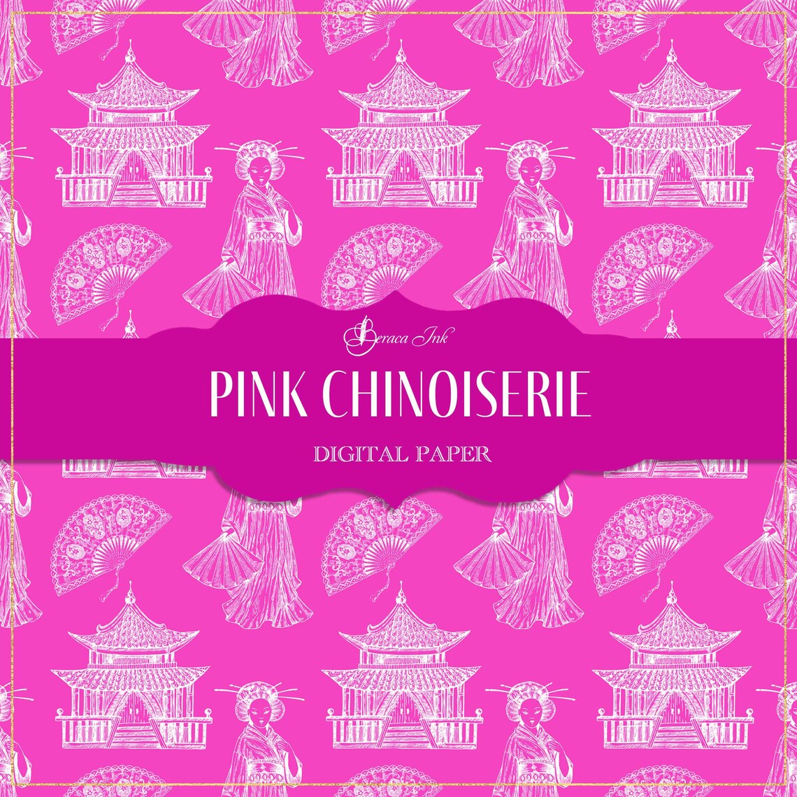 Pink Chinoiserie Digital Paper Seamless Pattern Asian | Etsy