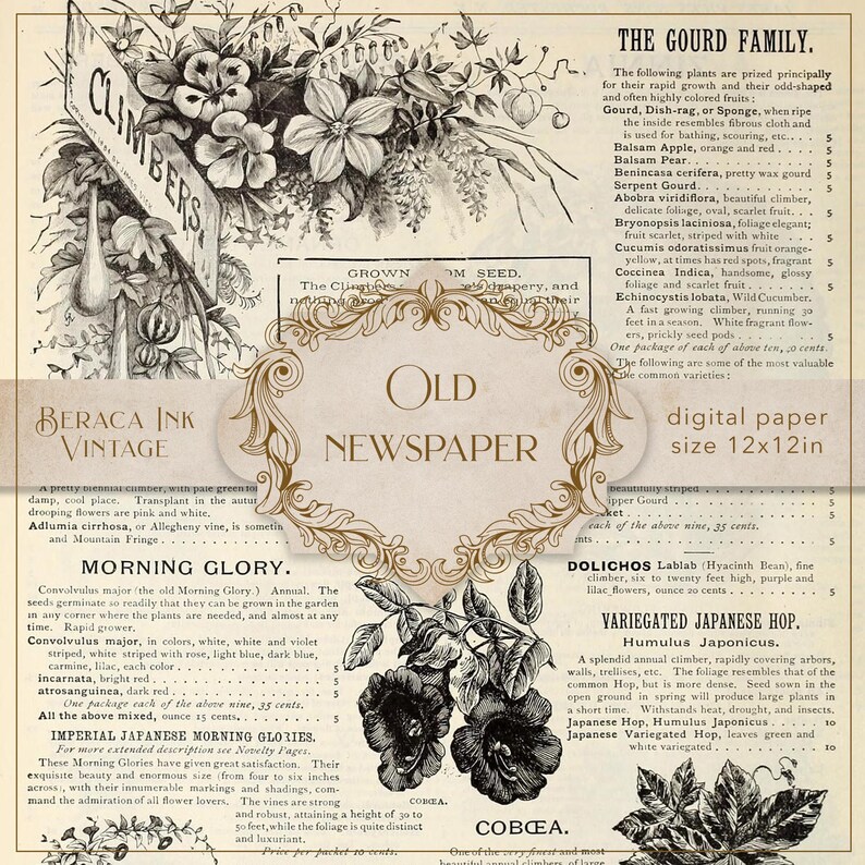 Old Newspaper Digital Paper, Ephemera Paper, Vintage Scrapbook, Junk ...
