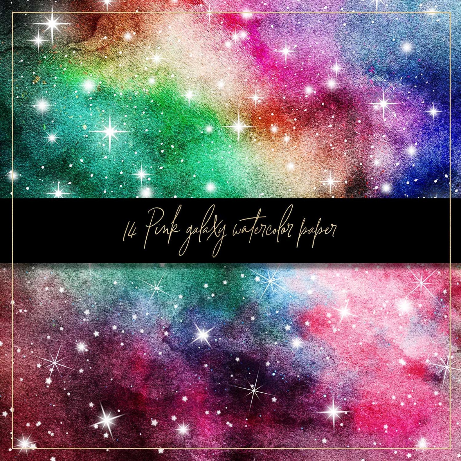Dark Pink Galaxy Watercolor Digital Paper Cosmic Pattern - Etsy