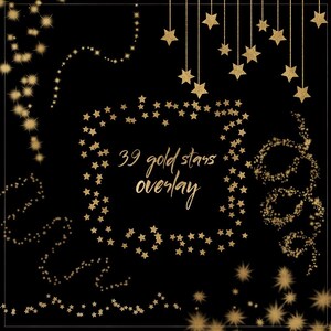 Gold Stars Clipart, Gold Star Overlay, Gold Glitter Stars, Starry Night ...