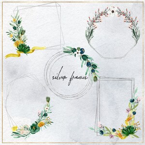 Flower Geometric Frames Clipart Watercolor Flower Frames - Etsy