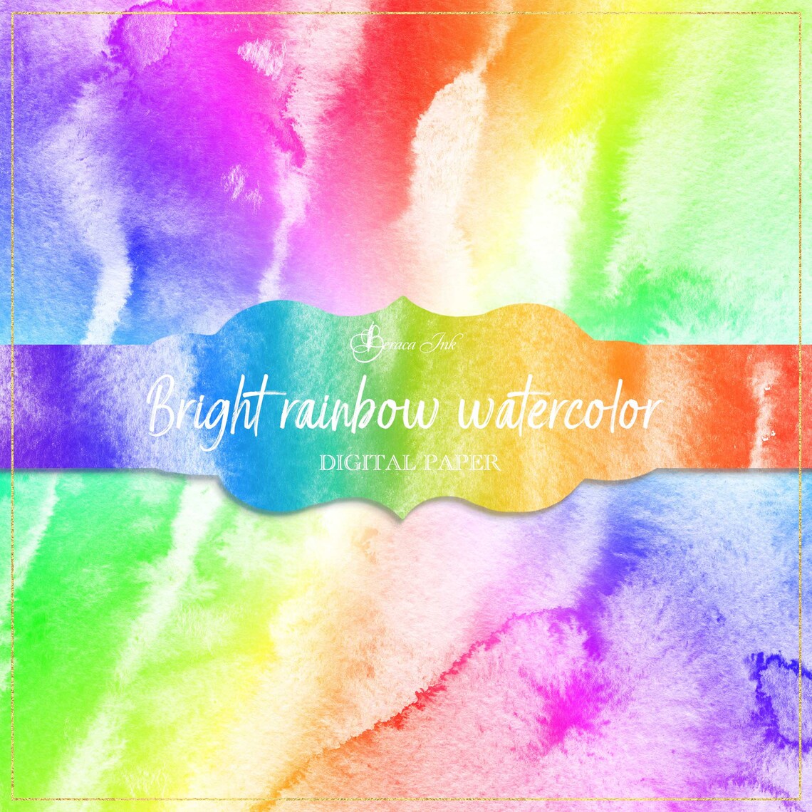 Bright Rainbow Watercolor Digital Paper Watercolour Texture | Etsy