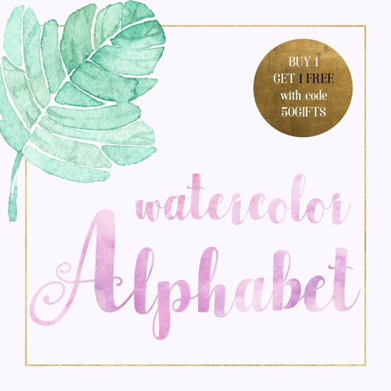 Pink watercolor alphabet alphabet clipart pink alphabet | Etsy