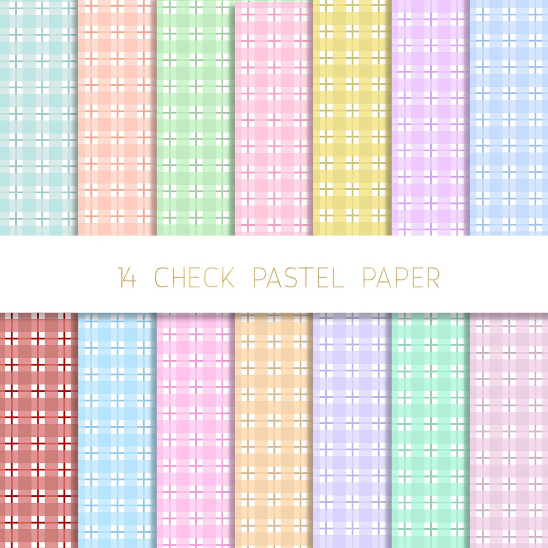 Pastel Check Digital Paper, Gingham Pattern, Pink Plaid, Tartan ...