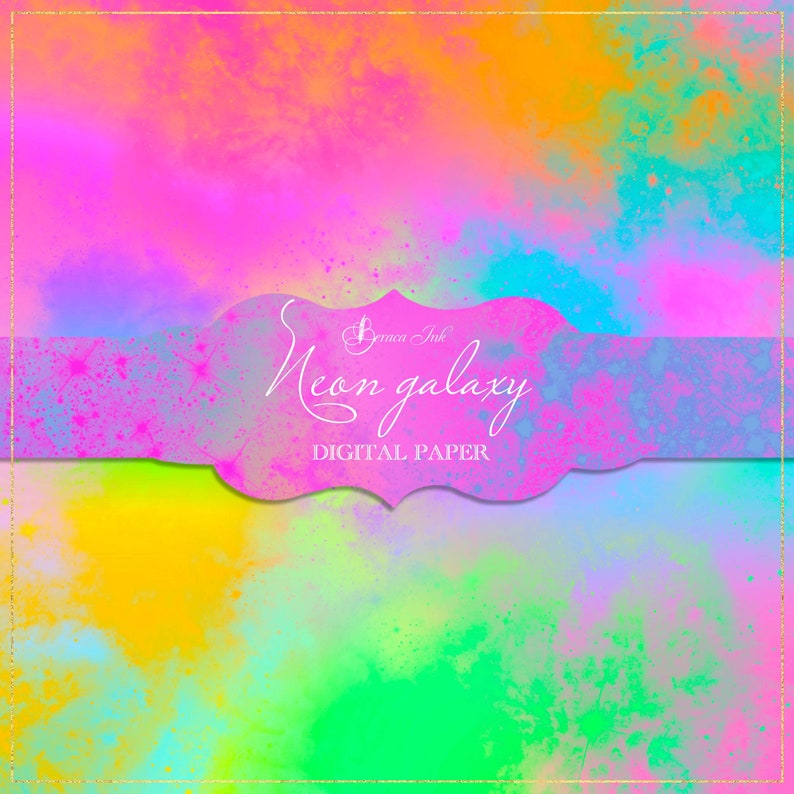 Neon Galaxy Digital Paper Clouds Pattern Rainbow Background - Etsy