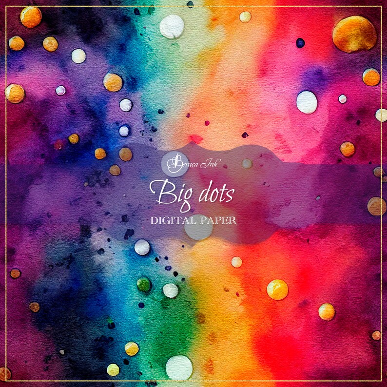 Big Dots Digital Paper Seamless Pattern Watercolour Rainbow - Etsy