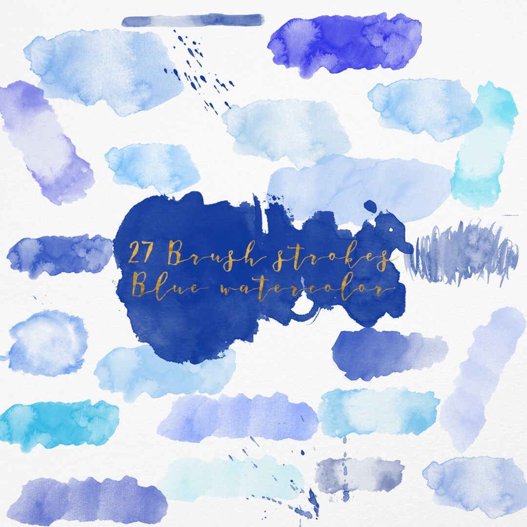 Blue Watercolor Brush Strokes, Blue Watercolor Clipart, Blush Splash ...