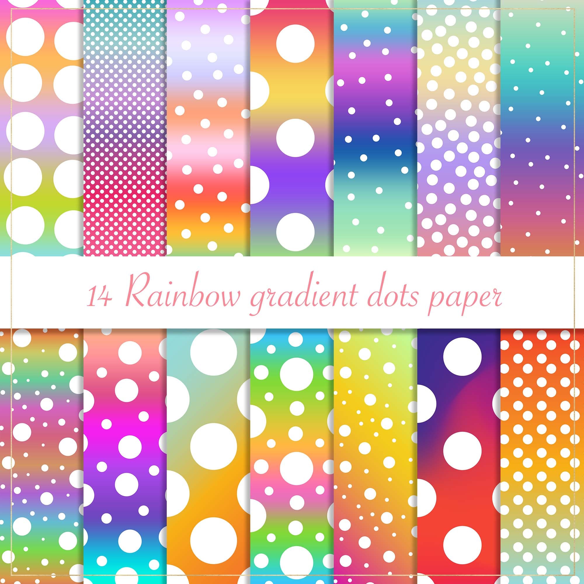Rainbow Gradient Dots Digital Paper Polka Dots Backdrop - Etsy