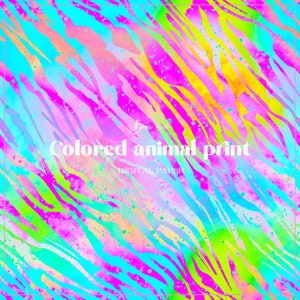 Colored Animal Print Digital Paper, Seamless Pattern, Tiger Stripes ...