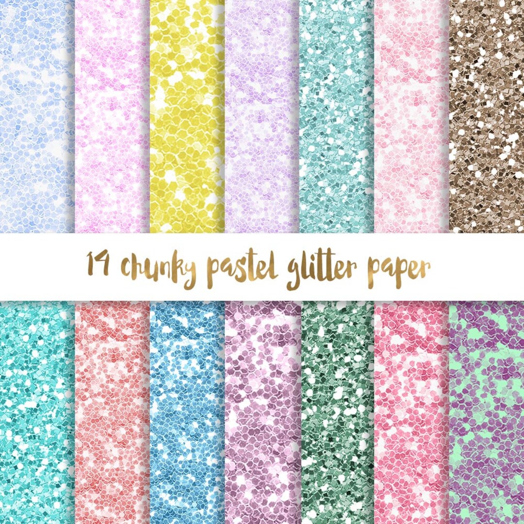 Chunky Pastel Glitter Digital Paper, Glitter Paper, Chunky Glitter ...