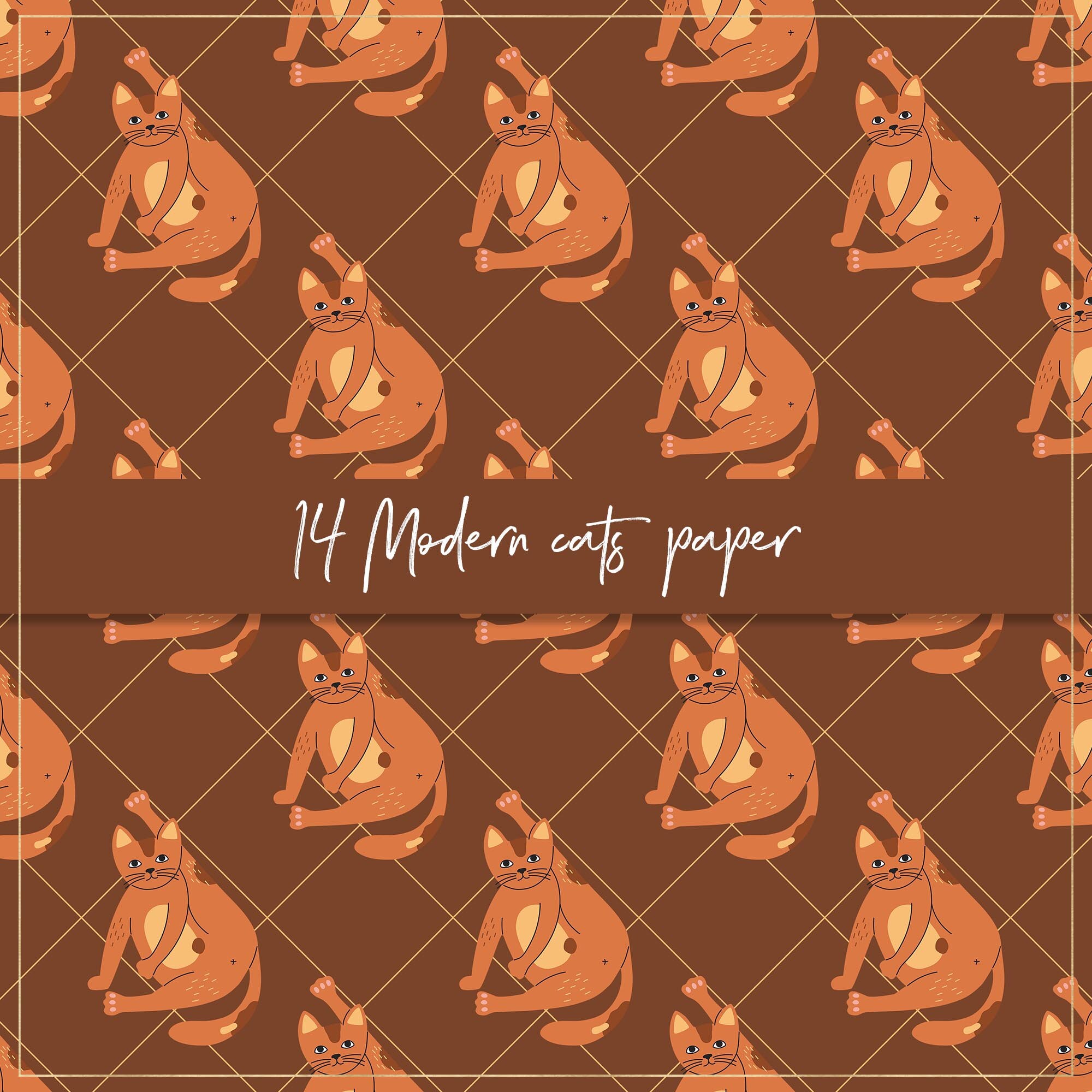 Modern Cats Digital Paper Seamless Paper Kitty Background - Etsy