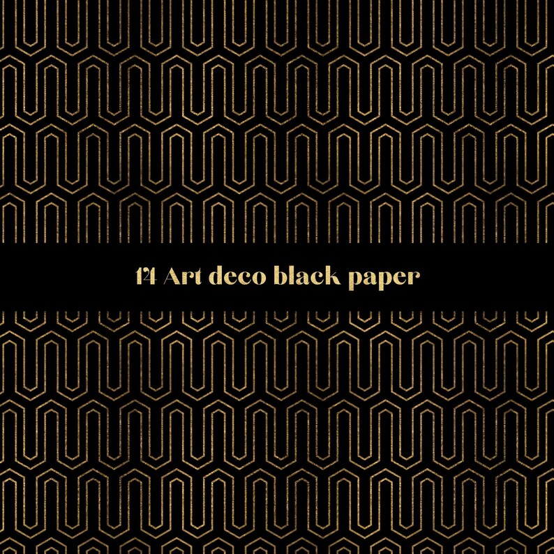 Art Deco Black Digital Paper Seamless Paper Gold Art Deco - Etsy