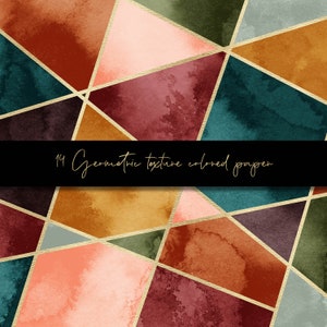 Geometric Texture Colored Digital Paper, Neutral Paper, Gold Geometric ...