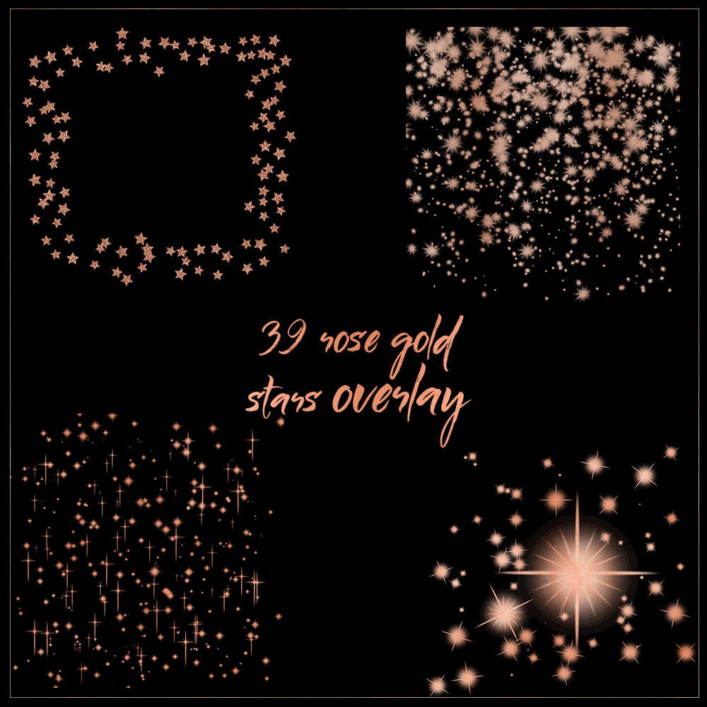Rose Gold Stars Clipart Rose Gold Star Overlay Rose Gold | Etsy