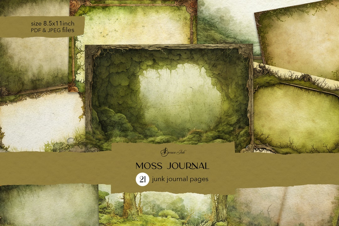 Moss Journal Pages, Digital Journal Pages, Printable Sheet, Vintage ...