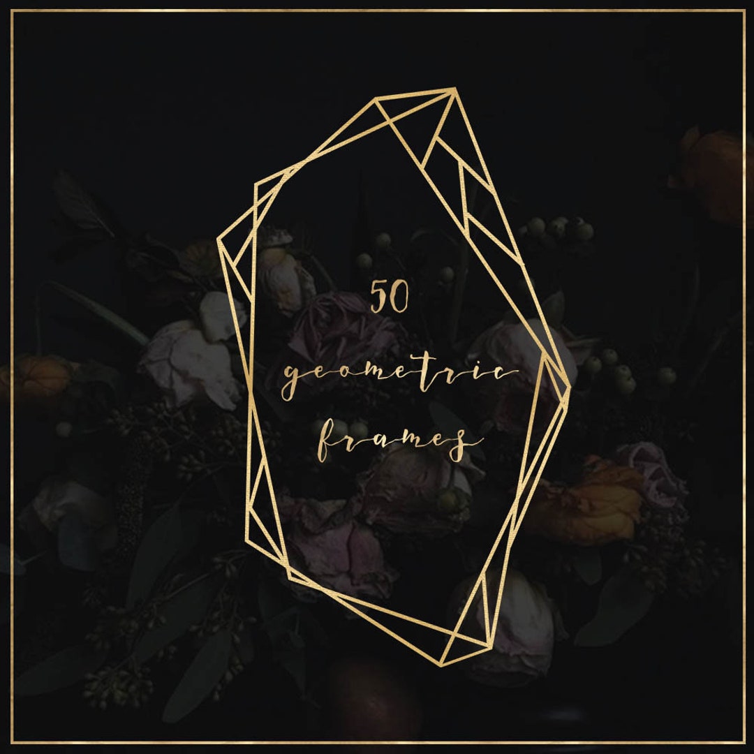 50 Geometric Frames Clipart, Gold Frames, Geometric Clip Art, Rose Gold ...