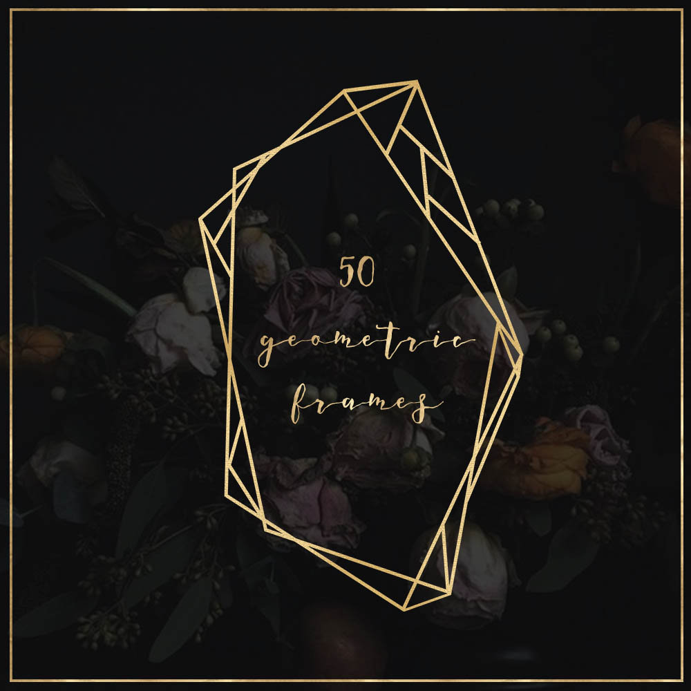 50 Geometric Frames Clipart, Gold Frames, Geometric Clip Art, Rose Gold ...