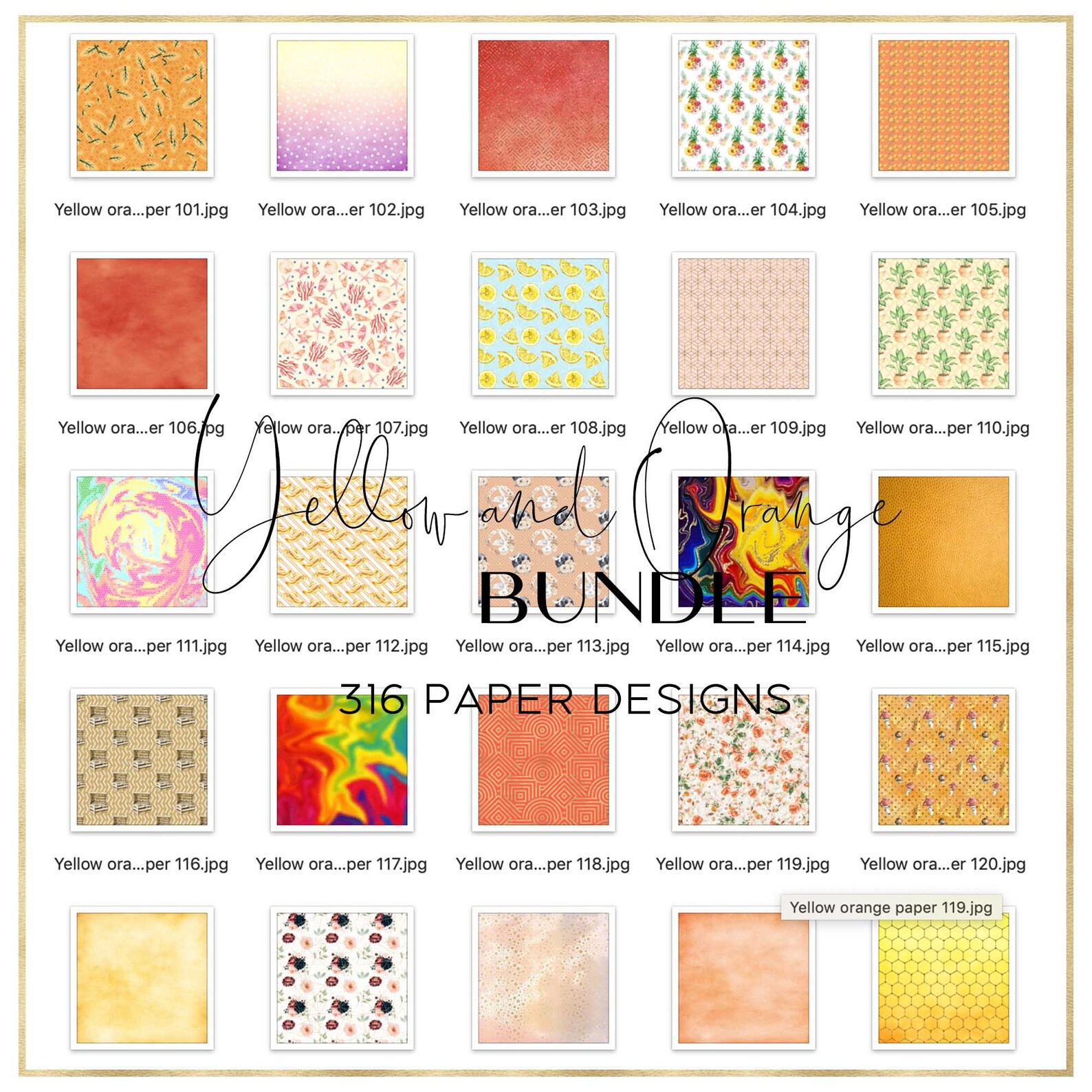 Yellow and Orange BUNDLE digital paper yellow wallpaper | Etsy