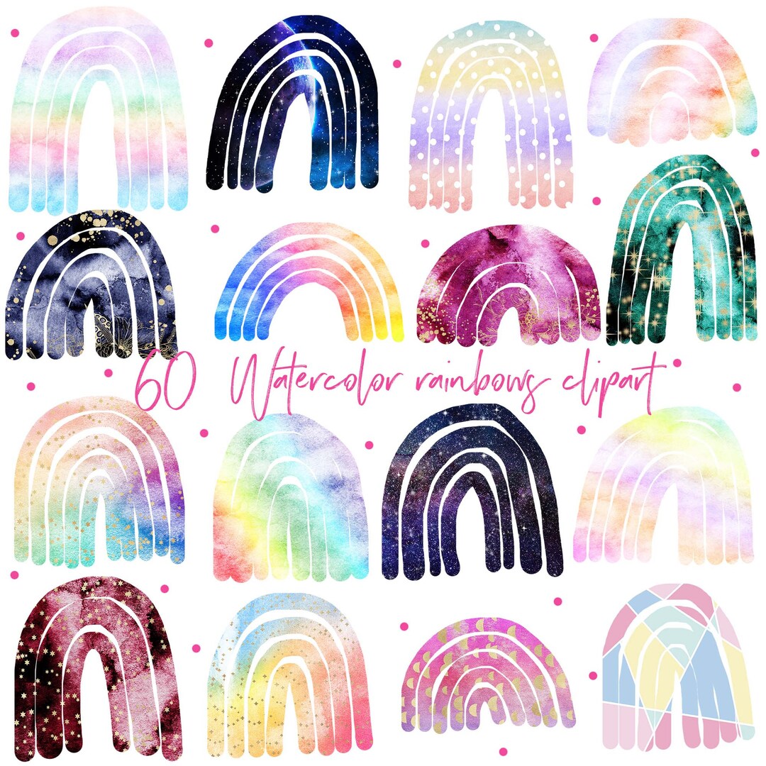 Watercolor Rainbow Clipart, Pastel Rainbows, Galaxy Rainbow Clip Art ...