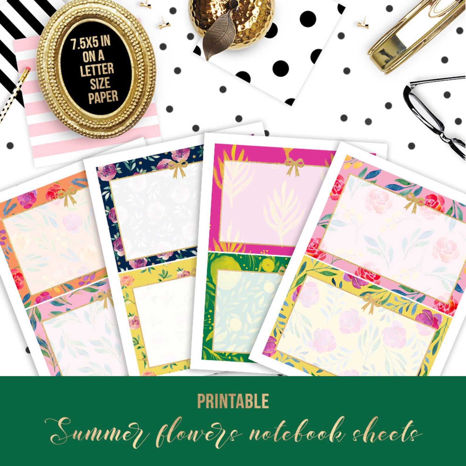 Printable Summer Flowers Notebook Flower Notes Floral - Etsy