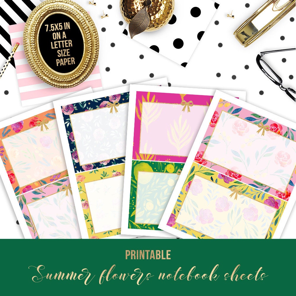 Printable Summer Flowers Notebook Flower Notes Floral - Etsy
