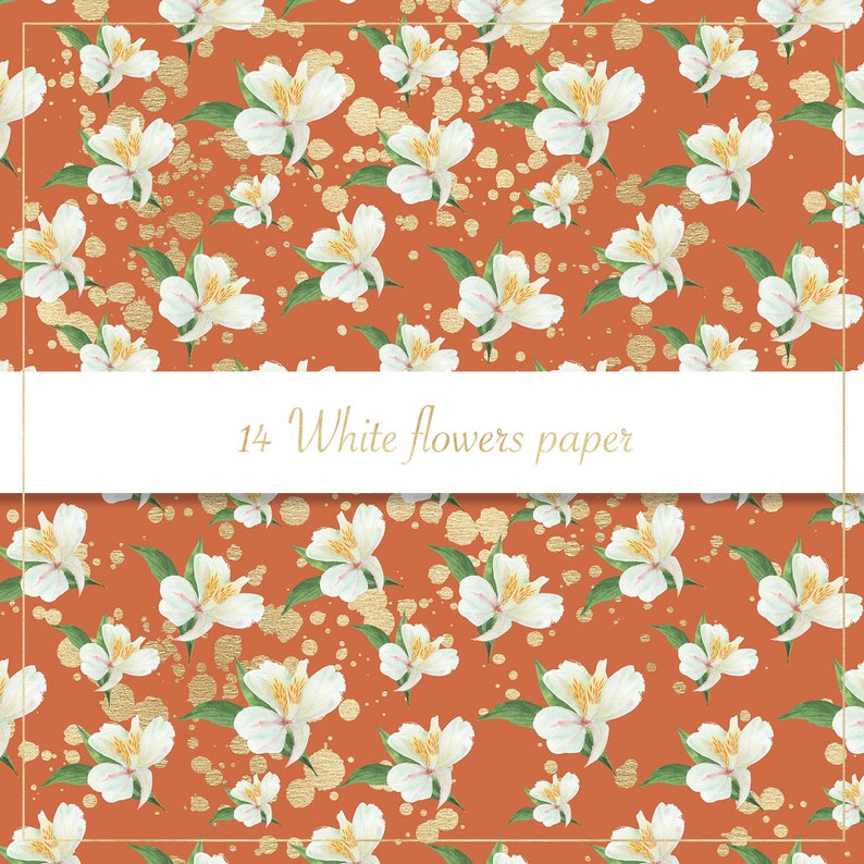 White Flowers Digital Paper Pastel Paper White Florals | Etsy
