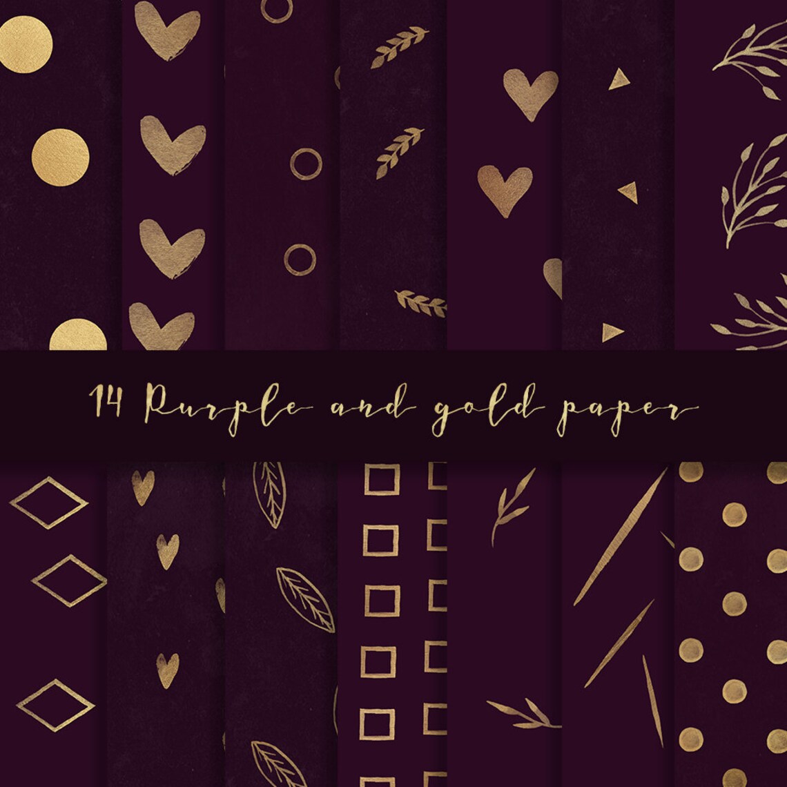 Purple and Gold Digital Paper 14 Gold Paper Purple Digital - Etsy