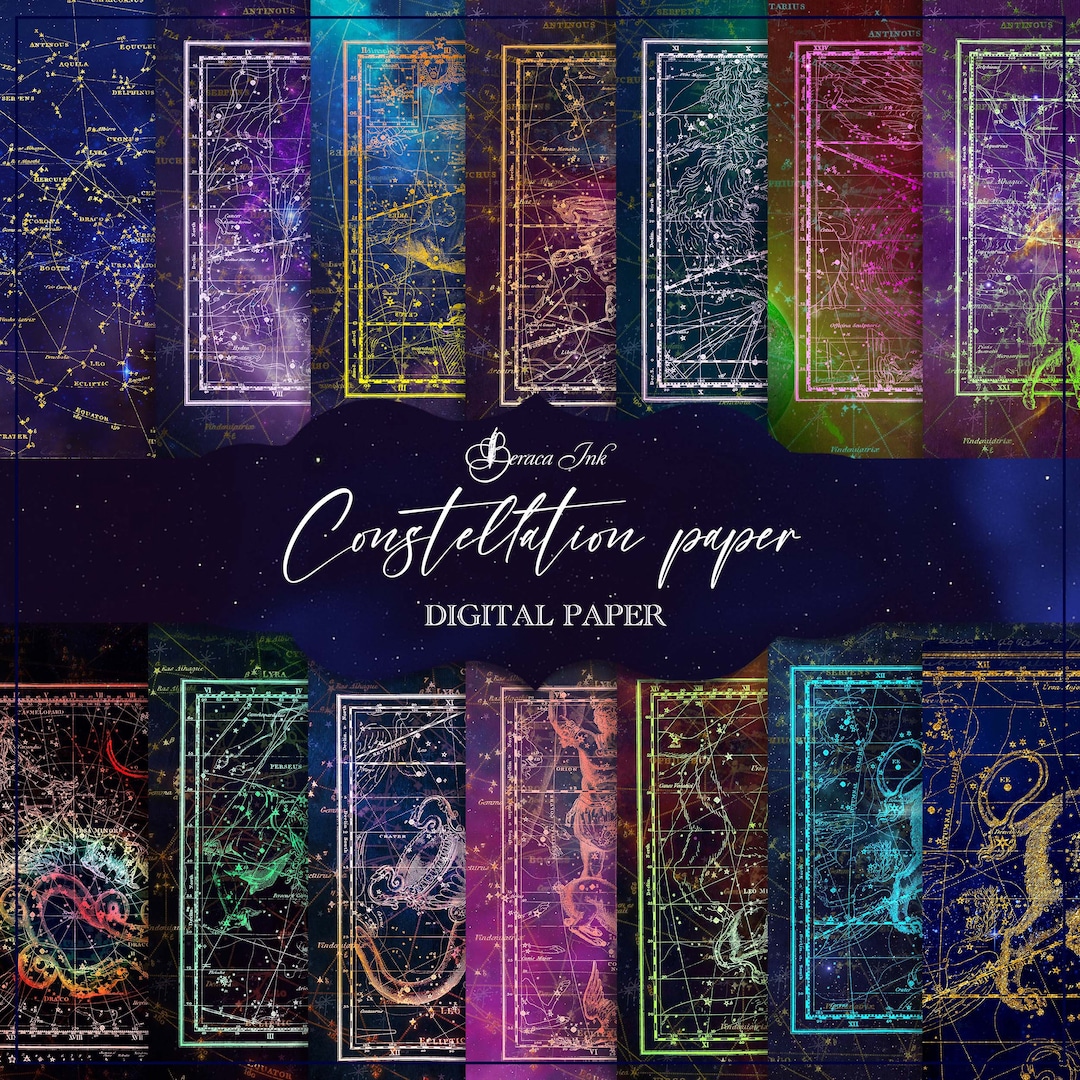 Constellation Digital Paper, Galaxy Backdrop, Star Map Paper, Outer ...