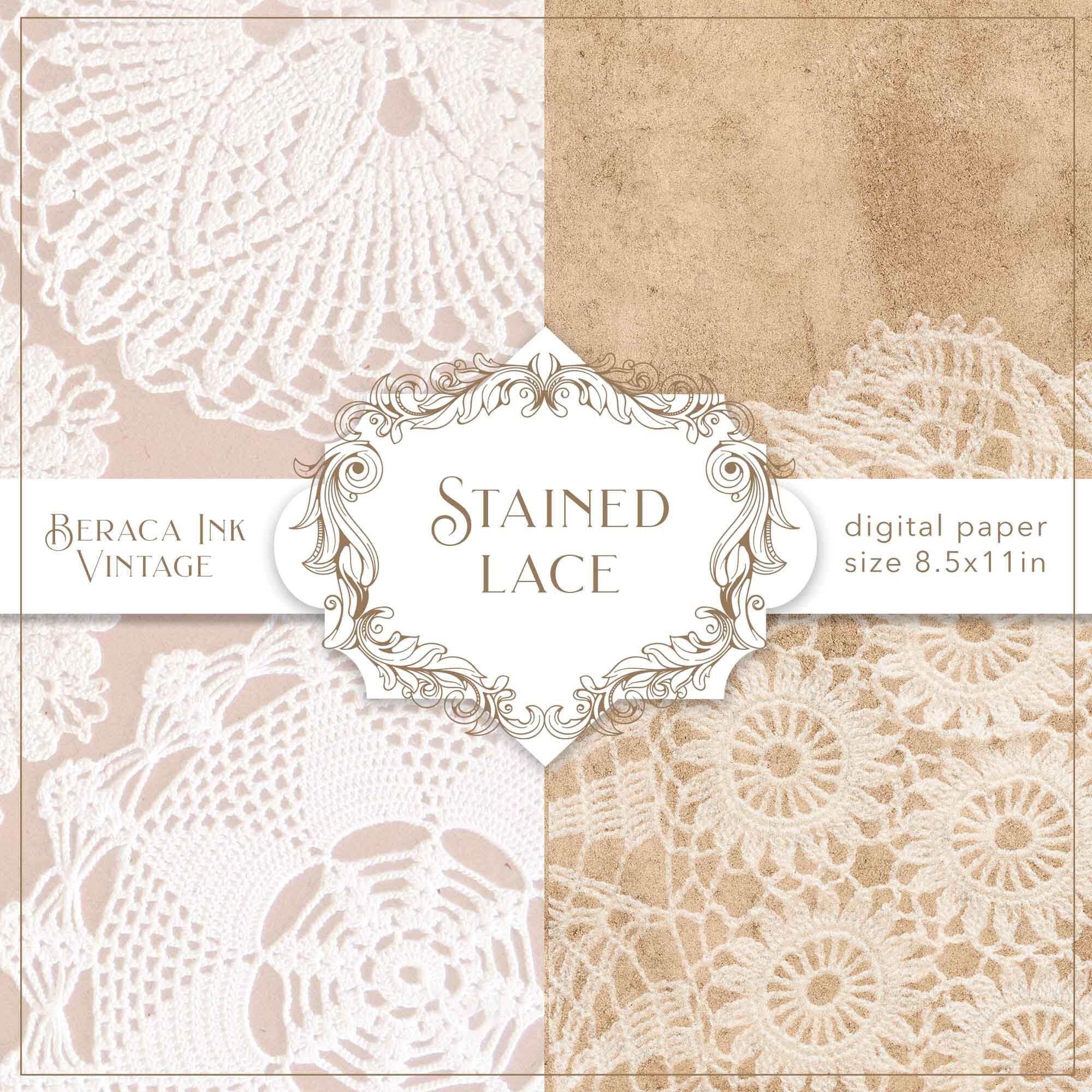Stained Lace Digital Paper, Antique Lace Paper, Old Wallpaper, Coffee ...