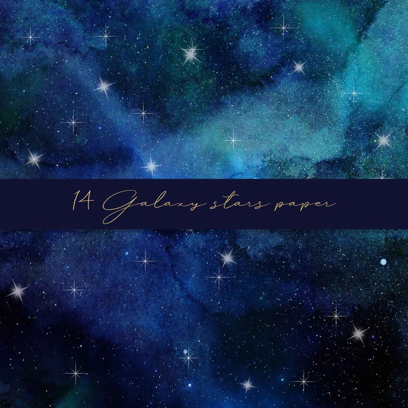 Galaxy Stars Digital Paper Space Background Watercolor - Etsy