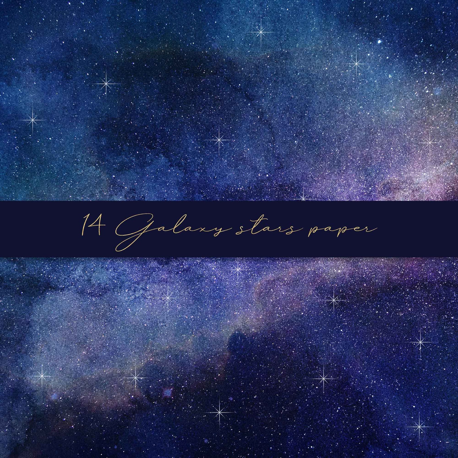 Galaxy Stars Digital Paper, Space Background, Watercolor Galaxy, Cosmic ...