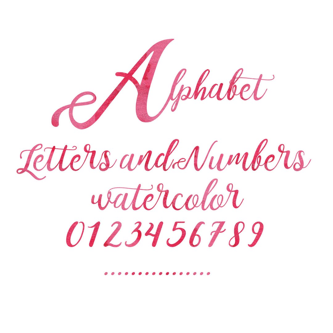 Pink Watercolor Alphabet and Numbers Clipart Font (PNG Digital Download ...