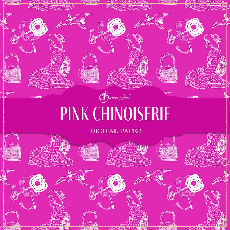 Pink Chinoiserie Digital Paper Seamless Pattern Asian | Etsy