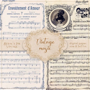 Vintage Music Digital Paper, LETTER SIZE Scrapbook, Music Sheet ...