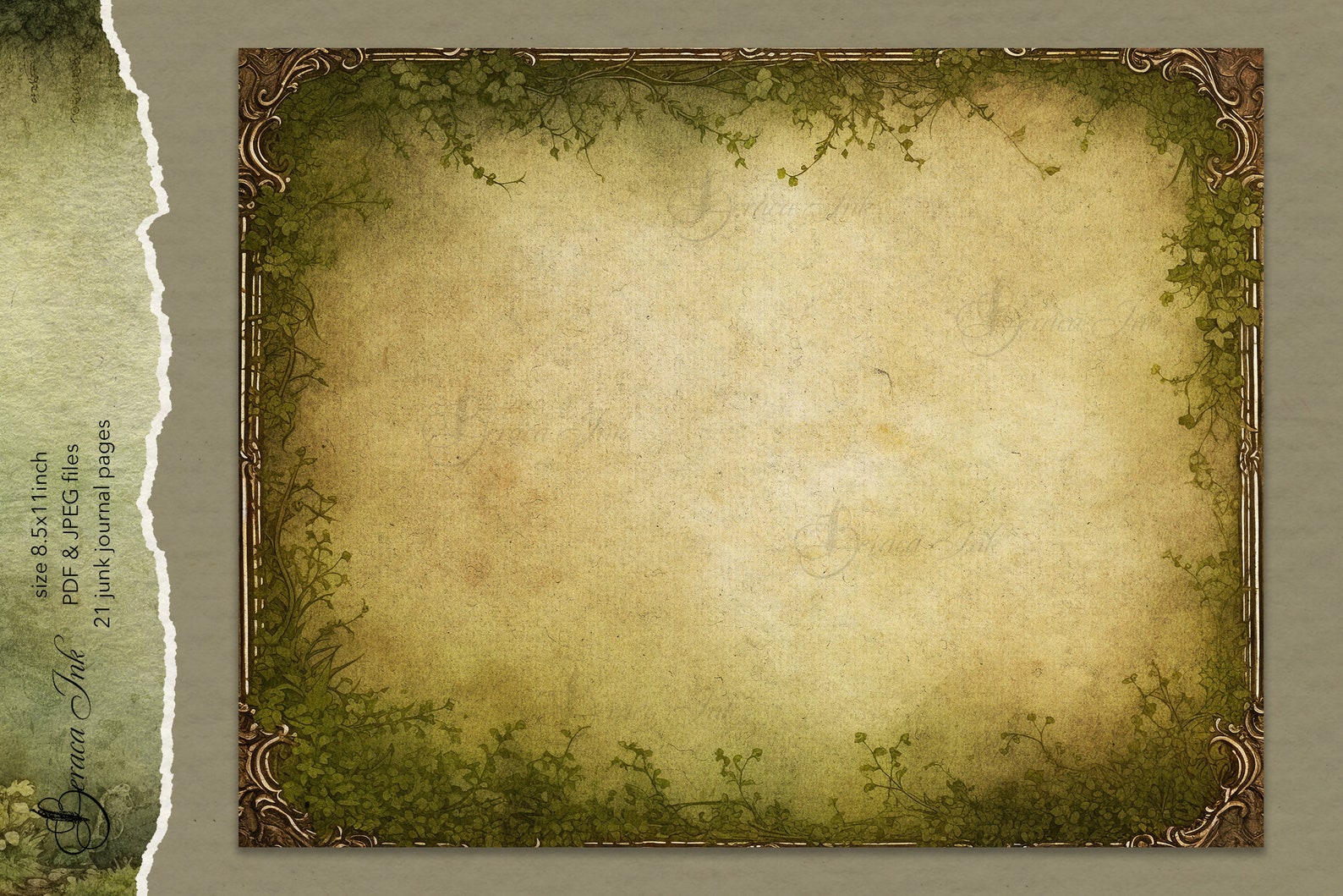 Moss Journal Pages, Digital Journal Pages, Printable Sheet, Vintage ...